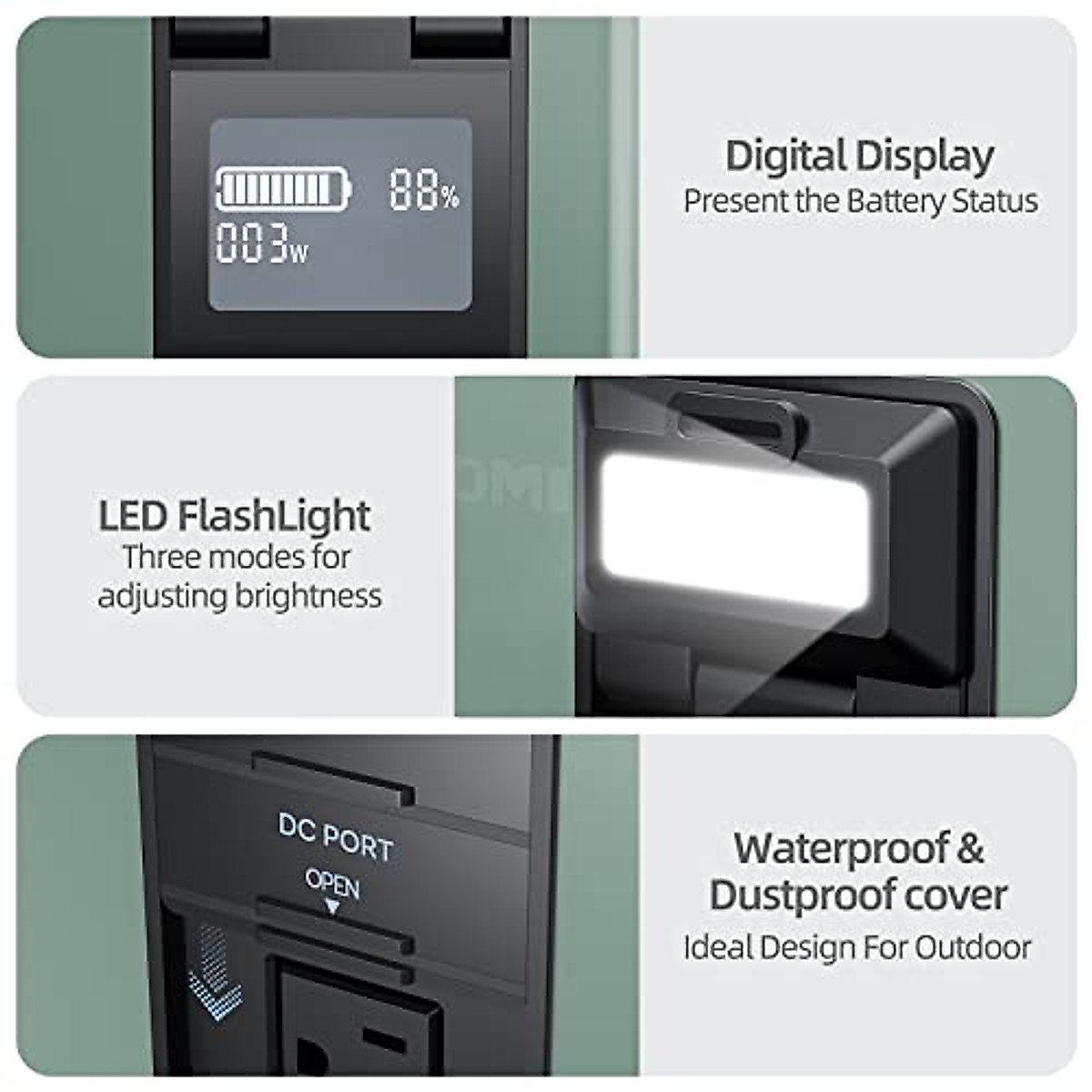 Portable Power Station - 80000mAh Large Capacity, Noiseless,110V/220V/300W AC Port, Water/Dust/Shock Proof Wireless Charging Solar Generator (Solar Panel Not Included), Camping C.P.A.P Emergency