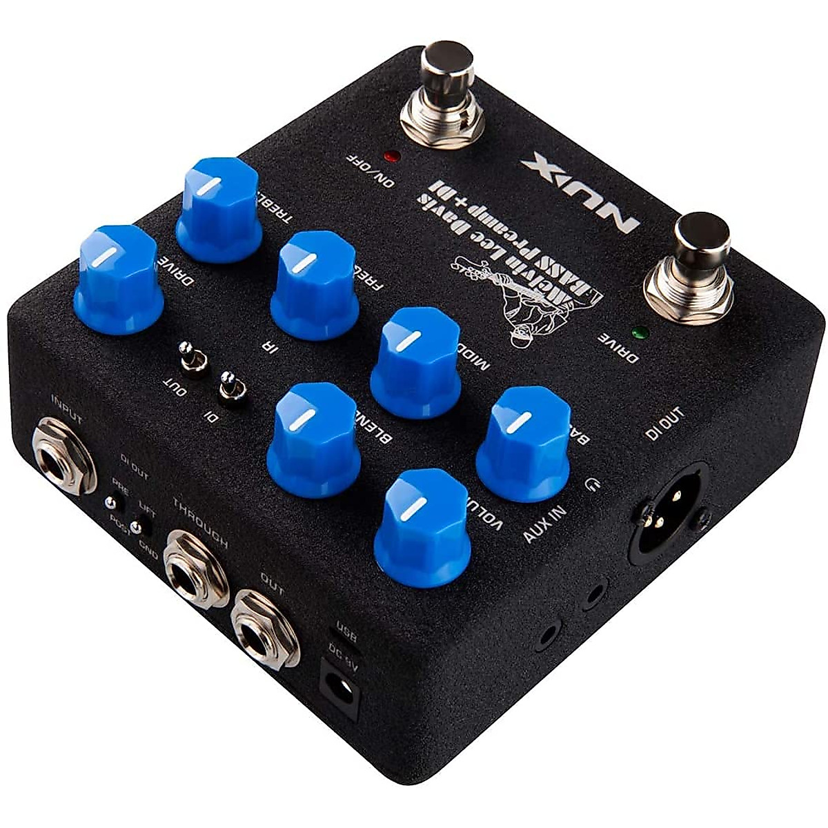 Briskdrop NUX Melvin Lee Davis NBP-5 Bass Preamp and DI Bundle with 2 MXR Instrument Cables, Dunlop Pick Pack, and Power Supply