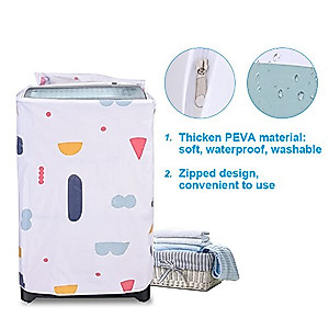 Waterproof Washing Machine Zipped Cover, Dust Protection for Top/Front Load Washer Dryer Washing Appliance Dustproof Protector