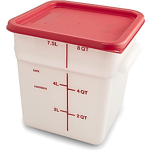 Carlisle FoodService Products Squares Square Food Storage Container Lid with Stackable Design for Catering, Buffets, Restaurants, Proprietary Blend, 6 To 8 Quarts, Red