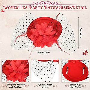 Jeyiour 9 Pcs Fascinators Hats Tea Party Hats for Women with Veil Flower 20s 50s Feather Pillbox Hat with Clips, 9 Colors (Multi Colors)