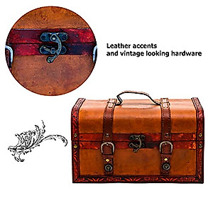 Trademark Innovations 12.5" Decorative Wood Treasure Chest Box