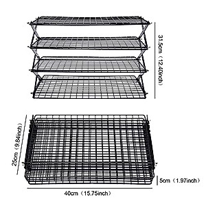 Cooling Rack, 4-Tier Upgraded Collapsible Cooling Rack Portable Foldable Camping Shelf Adjustable Stackable Roasting Cooking Drying Wire Cooling Rack for Cookies Cake Baking