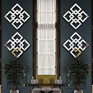 QMDECOR Square Mirrored Wall Decor Decorative Mirror 12x12 inches Modern Fashion DIY Silver Wall-Mounted Mirrors