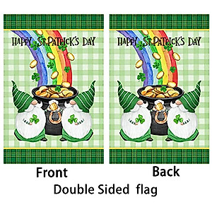 St Patrick's Day Garden Flag,Shamrock Spirit Gold Coin Hat Rainbow St Patricks Flag 12.5 x 18 Inch Clover Double-Sided Display 2 Layer Linen for Garden and Home Decorations