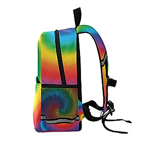 ALAZA Rainbow Tie Dye Swirl Spiral Kids Toddler Backpack Purse for Girls Boys Kindergarten Preschool School Bag w/Chest Clip Leash Reflective Strip