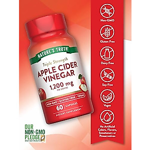 Nature's Truth Apple Cider Vinegar Vegan Capsules | 1200mg | 60 Veggie Pills | Extra Strength | Vegan, Non-GMO and Gluten Free Supplement