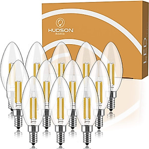 Dimmable E12 LED Candelabra Bulb Set - 4W, 40W Equivalent - 2700KWarm Light Vintage Style Candle Lightbulb for Chandelier, Ceiling Fan, Sconce, Desk Lamp or Porch Lights Torpedo Top (Pack of 12)