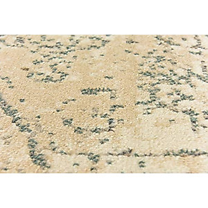 Unique Loom Tuareg Collection Vintage Distressed Traditional Center Medallion Area Rug, 8 x 10 ft, Cream/Slate Blue