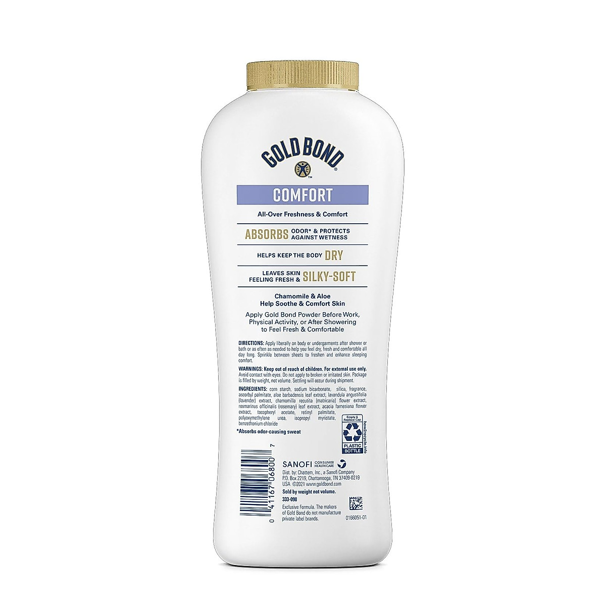 Gold Bond Ultimate Comfort Body Powder 10 oz. (Pack of 3), Talc-Free Formula with Aloe & Chamomile