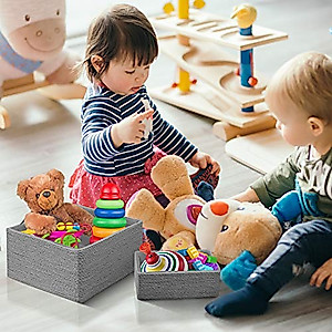 Sorbus Storage Baskets 4-Piece Set - Stackable Woven Basket Paper Rope Bin Boxes for Makeup, -Bathroom, Office Supplies, Bedroom, Closet (Gray)