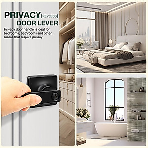GOBEKOR 6 Pack Matte Black Door Handle Privacy Door Levers Interior Door Handles with Lock Square Bedroom Bathroom Door Locks Modern Black Interior Door Hardware