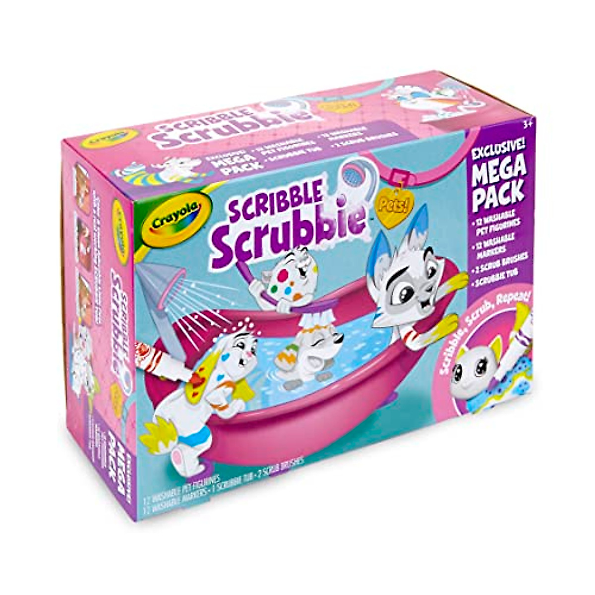 Crayola Scribble Scrubbie Pets Mega Pack (12 Pets), Reusable Pet Care Toy, Dog & Cat Toys for Kids, Holiday Gift for Girls & Boys, 3+
