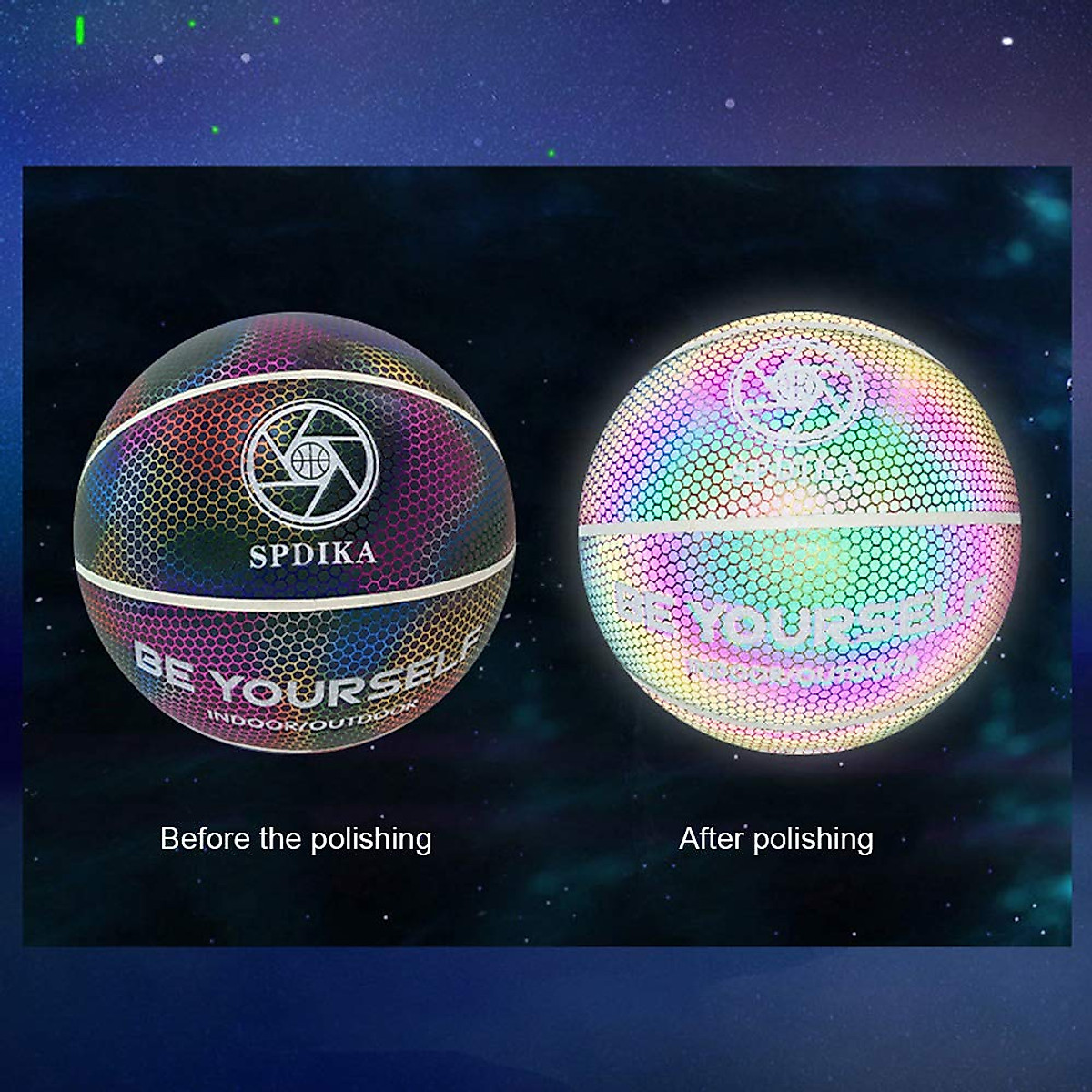 AOZBZ Glow Basketball NO.7 Holographic Basketball Glow in The Dark for Night Sports Kids Gifts, with Ball Bag, Inflator, Ball Needles