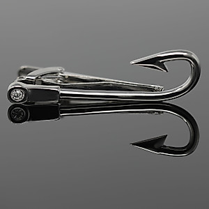 MENDEPOT Fishing Hook Tie Clip Rhodium Plated Nolvety Fishhook Tie Clip With Box