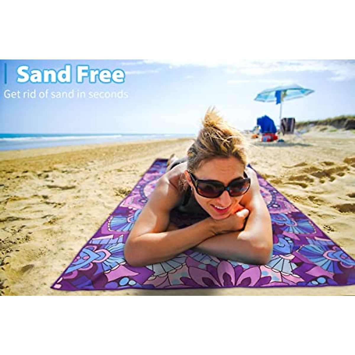2 Pack Microfiber Oversized Lightweight Beach Towel 71"x32" XL Extra Large Thin Sand Free Towels Travel Swim Pool Yoga Gym Camping for Adults Women Men Beach Essentials Accessories Vacation Gift