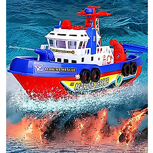 Bath Toys Yacht Toy in tub, Gift for Kids Pool Toy Light Up Float Bathtub Toy Boat with Water Sprinkler