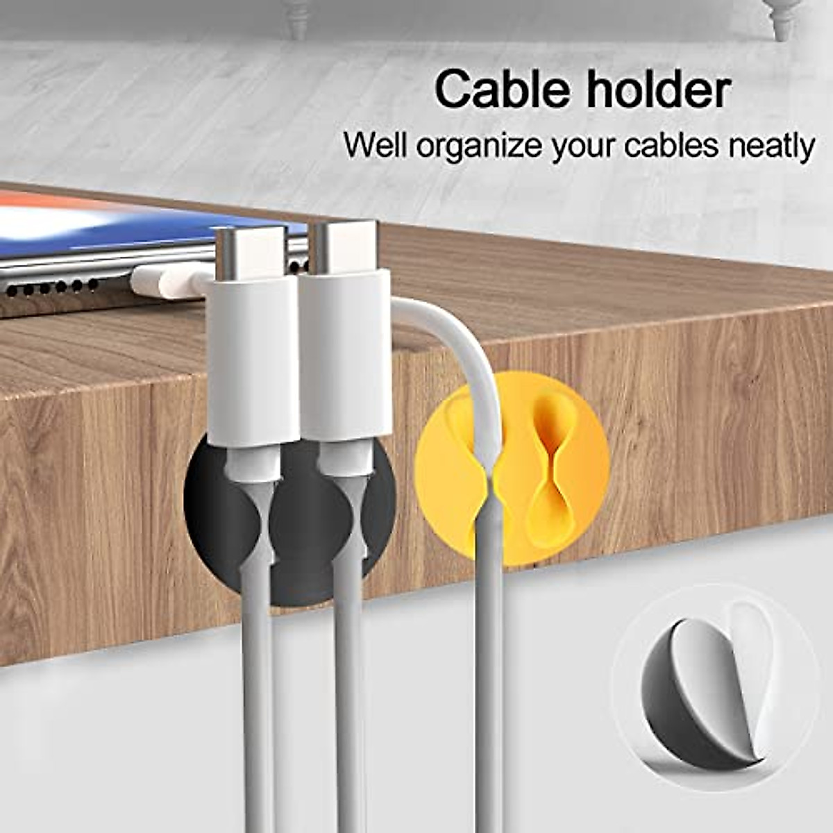 Fanoshon 35 PCS Charging Cable Protectors Charger Cord Savers for iPhone Cables, Spiral Silicone USB Cable Ends Markers Covers for Most Cellphone and Tablet Data Lines (with 4 pcs Desk Cable Drops)