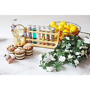 Muhome 30 Pack 65ml Clear Plastic Test Tubes with Screw Caps Flat Bottom, 27×149mm Tubes for Gumball Candy and Beads Storage, Scientific Experiments, Bath Salt DIY Christmas Party Favors