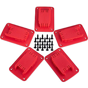 5 Packs Tool Holder Mount Compatible for Milwaukee m18 18v Tools ,Also Fit Compatible for dewalt 20V , 12V Drill Holder ,Hanger (Lot of 5，Red)