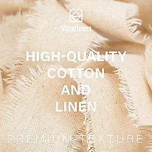 Vitalizart Cotton Ribbon Beige Nude 1-1/2 Inch Linen Ribbon Rustic Frayed Fringes for Gift Wrapping Wedding Invitations Bridal Bouquets Crafts 5 Yard