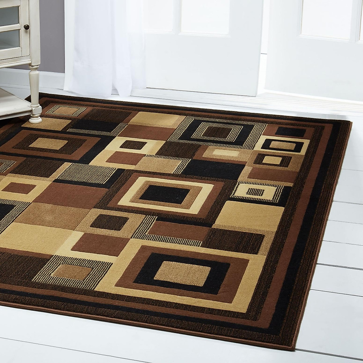 Home Dynamix Catalina Virginia Abstract Runner Rug, Geometric Black/Brown 7'10"x10'2"
