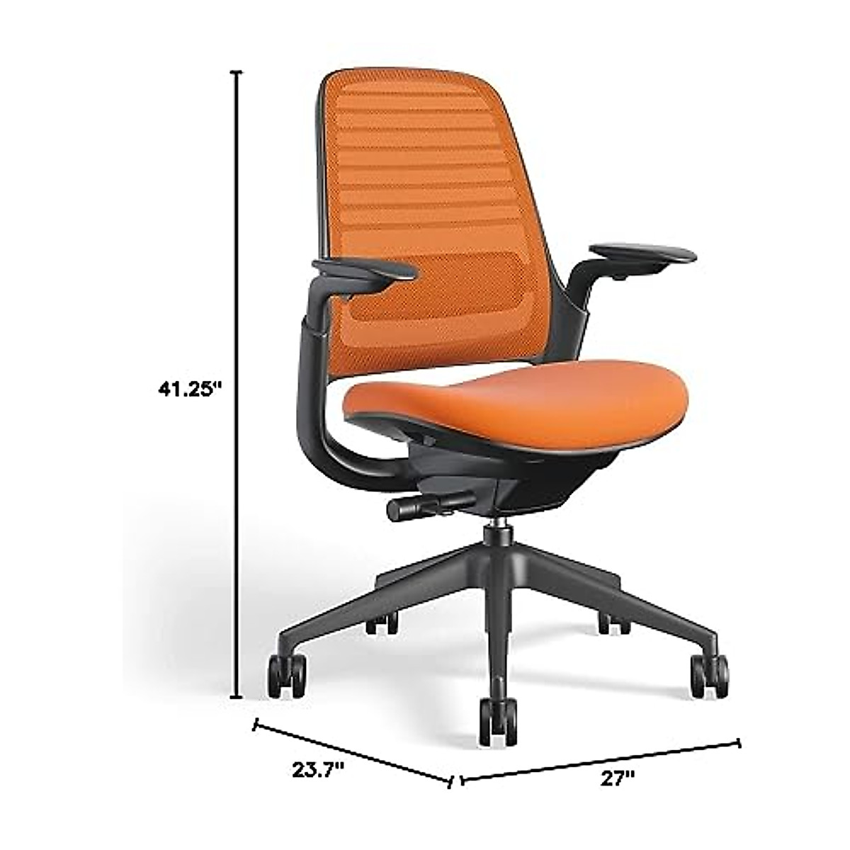 Steelcase Series 1 Office Chair - Ergonomic Work Chair with Wheels for Hard Flooring - Helps Support Productivity - Weight-Activated Controls, Back Supports & Arm Support - Easy Assembly - Tangerine