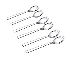 6-pack Salad Forks,1 1/2"Wide 18/10 Stainless Steel 8 1/4"Long Handle Spork - 2 In 1 spoon and fork,Spaghetti Salad Forks Fruit Appetizer Dessert set for Everyday Use Dinner Spoons