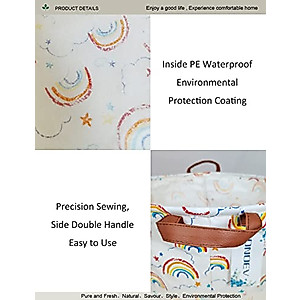 ONOEV 2 Pack Round Fabric Storage Bin,Decorative Basket,Organizer Basket with Handles,for Clothes Storage,books and sundries (2 Pack rainbow)