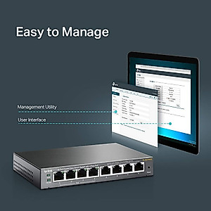 TP-Link TL-SG108PE, 8 Port Gigabit PoE Switch, Easy Smart Managed, 4 PoE+ Ports 64W, Plug & Play, Sturdy Metal w/ Shielded Ports, Fanless, QoS, Vlan & IGMP