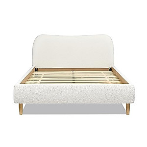 Jennifer Taylor Home Roman Curved Headboard Boucle Upholstered Modern Platform Bed Frame
