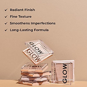 LAMEL Glow Highlighter: Face Make Up & Contour Palette in Deep, Vibrant Colors - Natural Shimmer - Compact Size & Perfect for Travel - Cruelty Free - 3.8gr/0.13 oz 402 (Sun)