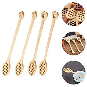 YARDWE 4pcs Honey Mixing Spoon Honey Stirring Spoon Wooden Honey Dipper Wooden Spoons Wooden Coffee Spoon Honey Spoon Honey Stir Stick Mini Blender Stirring Stick Honey Stick