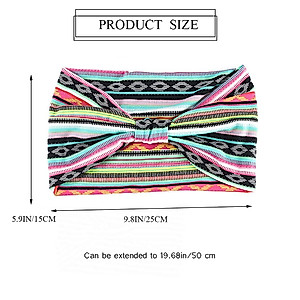 GORTIN Boho Headbands Leopard Hair Bands Knoted Turban Stretch Twist Head Wraps Stripe Cloth for Women and Girls 3 Pcs (Boho)