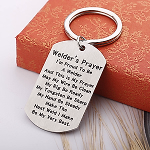 Welder's Prayer Keychain Welder Helmet Jewelry I'm Proud To Be A Welder Jewelry Welder Dog Tag Keychain Welder Gifts (Welder's Prayer KS)