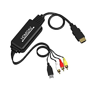 DIGITNOW! HDMI to RCA Converter, HDMI to RCA Cable Adapter, 1080P HDMI to AV 3RCA CVBs Composite Video Audio Supports NTSC for PC, Laptop, HDTV, DVD, VHC VCR