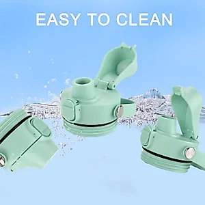 Auto Spout Lid for YETI Rambler Bottles, Fits 18/26/36/64 oz Bottles, Chug Replacement Lid Cap with Push-Button Lid and Flexible Handle, Seafoam