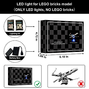 Vaodest LED Light for Lego 75355 Star Wars X-Wing Starfighter Set,Design and Configuration Compatible with Model 75355(LED Light Only, Not Building Block Kit)