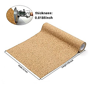 Enjoy Myself Self Adhesive Backed Cork Roll, Natural Cork Drawer Shelf Liner for Crafters, Corkboard Paper Sheets for Furnitures and DIY Projects (Coarse Pattern, 12x118 inch)