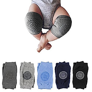 Little World Baby Knee Pads, Baby Knee Pads for Crawling, Anti Slip Baby Crawling Knee Pads, Unisex Baby Knee Protectors Toddler Leg Warmer, Safety Walking Kneepads, Knee Pads for Babies (5 Pairs)