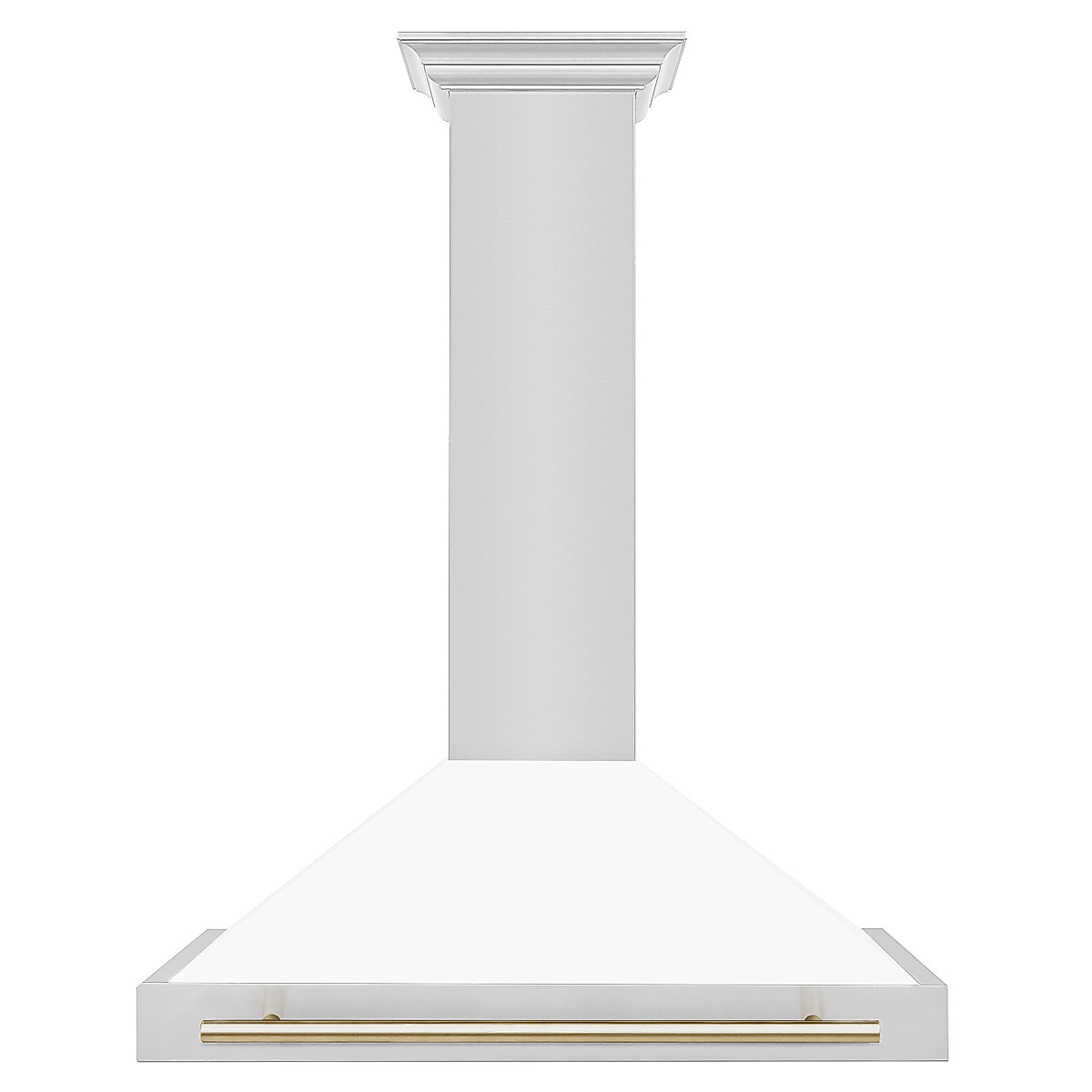ZLINE 36 in. Autograph Edition Convertible Stainless Steel Range Hood with White Matte Shell and Polished Gold Accents (KB4STZ-WM36-G)