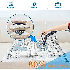 SUOCO Vacuum Storage Bags (8 Jumbo), Space Saver Bags for Clothes, Bedding, Pillows, Comforters, Blankets Storage, Vacuum Sealer Compression Airtight Bags with Travel Hand Pump