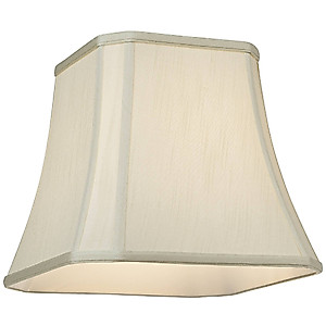 Creme Small Square Cut Corner Lamp Shade 8" Top x 12" Bottom x 11" Slant x 10.5" High (Spider) Replacement with Harp and Finial - Imperial Shade