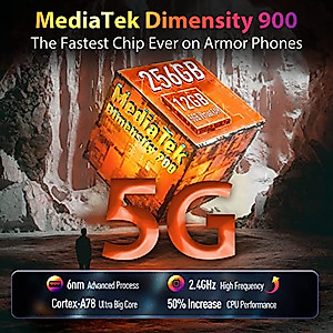 Ulefone Power Armor 18T 5G Rugged Phone, Thermal Imaging Camera 108MP Main Camera, 17GB+256GB MTK Dimensity 900, 9600mAh Battery QI 15W Wireless Charging, 6.58” FHD+ Corning Gorilla Screen, Android 12