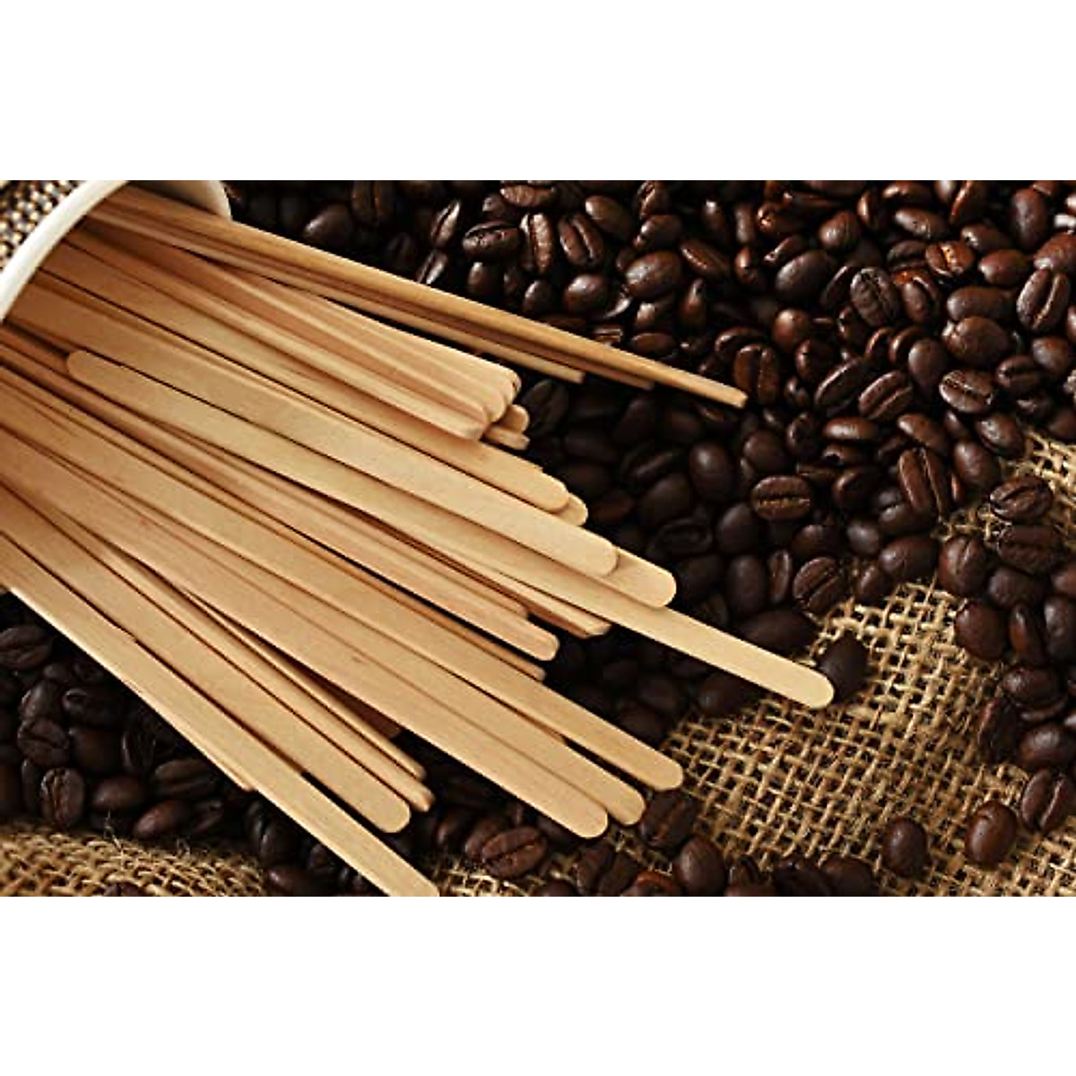 Makerstep 500 Wooden Coffee Stirrers 5.5 Inch with Storage Box, Sturdy Natural Birch Wood Coffee Stir Sticks. Eco-friendly, Splinter Free, Round Ends. BPA Free Swizzle Drinks Sticks
