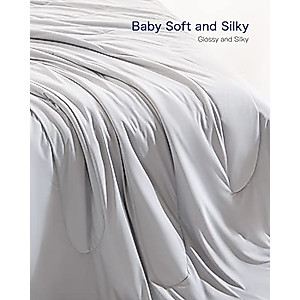 Kivik Cooling Comforter Queen, Cooling Down Alternative Duvet for Hot Sleepers, Soft Summer Duvet Insert for Night Sweats, Cool & Breathable Blanket, Grey 90x90 Inches