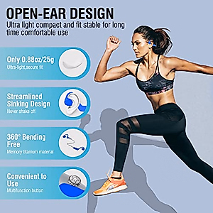 CelsusSound Bone Conduction Headphones with Noise-Canceling MIC, Bluetooth Waterproof Sport Headphone, Open Ear Stereo Headphones up to 10H of Music and Calls, Wireless Headset for Running and Workout
