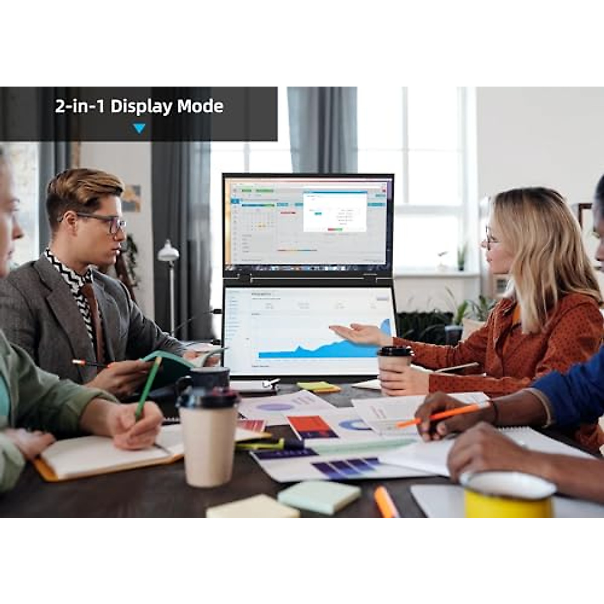 Virzen Triple Screen 15.6" Portable Foldable Monitor Dual Screen with VESA Extender 1080P FHD IPS for Laptop PC 360°Rotation Kickstand for Windows MAC OS Smartphone,PS5,Switch