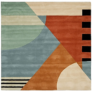 SAFAVIEH Rodeo Drive Collection 10' Square Gold RD863A Handmade Mid-Century Modern Abstract Premium Wool Living Room Dining Bedroom Area Rug