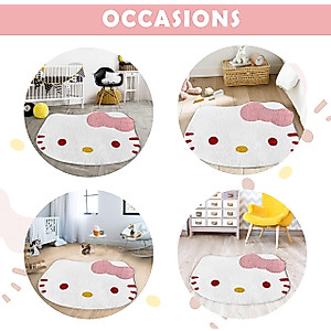 Kawaii Cat Rug Cartoon Anime Area Rug Cute White Cat Face Carpet Modern Aesthetic Soft Carpet for Living Room Bedroom Entryway Home Decor Mat 20 x 24 inch